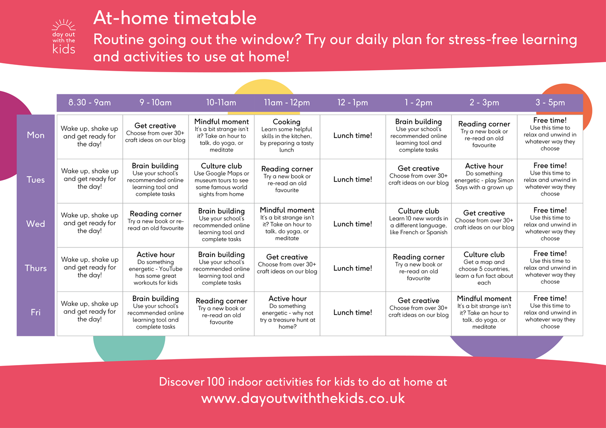 Home Learning Timetable | Top Things To Do | DOWTK